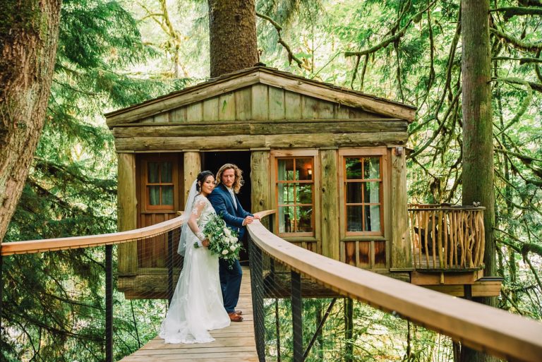 PNW Fairytale Treehouse Point Wedding Bridals - Janelle & Co Photo